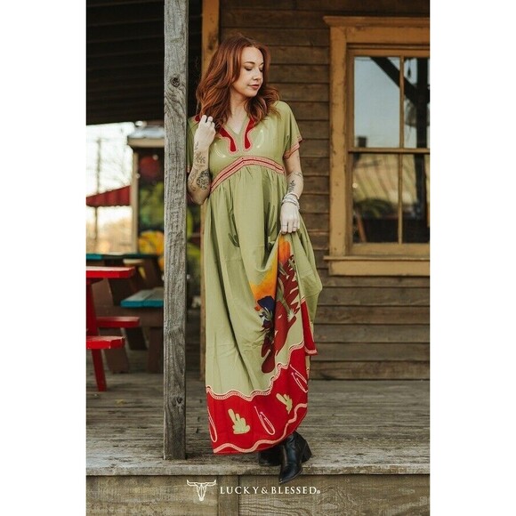 Lucky & Blessed | Dresses | Lucky Blessed Womens Sage Green Cactus ...